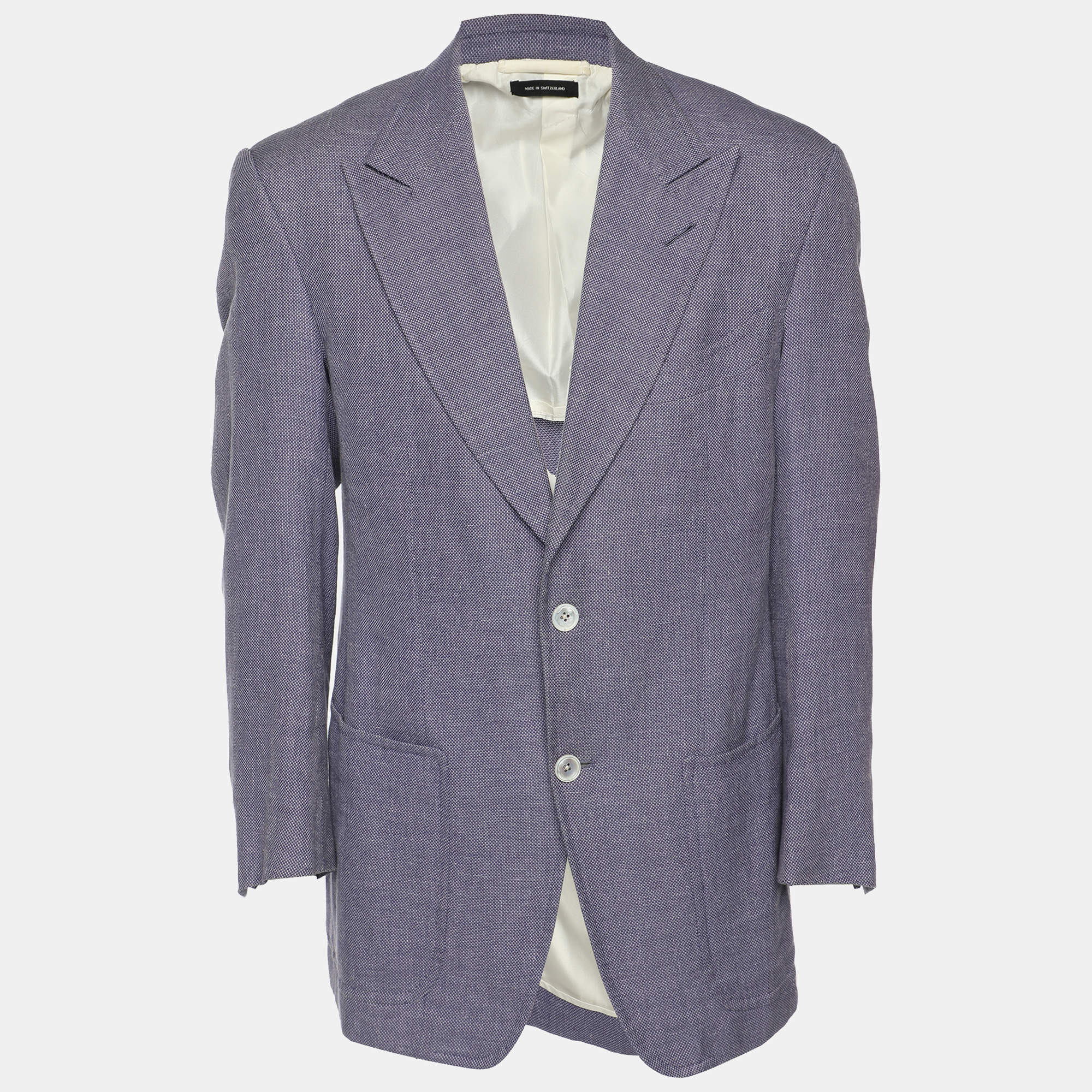 Tom Ford Purple Linen Blend Single Breasted Blazer L