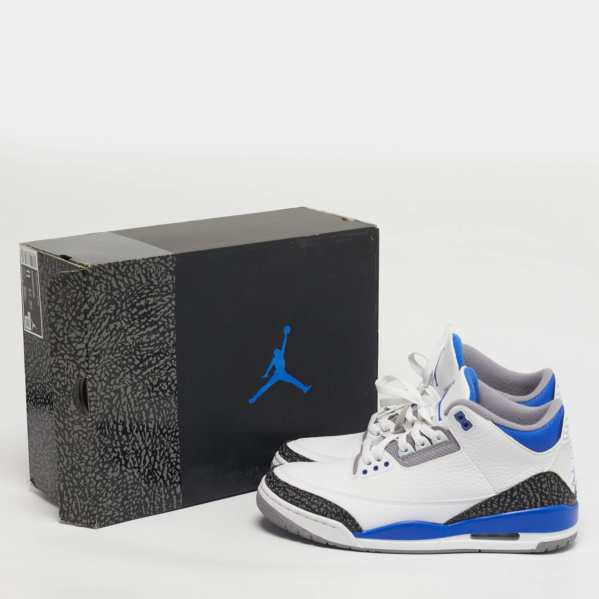 Air Jordans Jordan 3 Size 45 Tricolor Leather High Top Sneakers Air ...