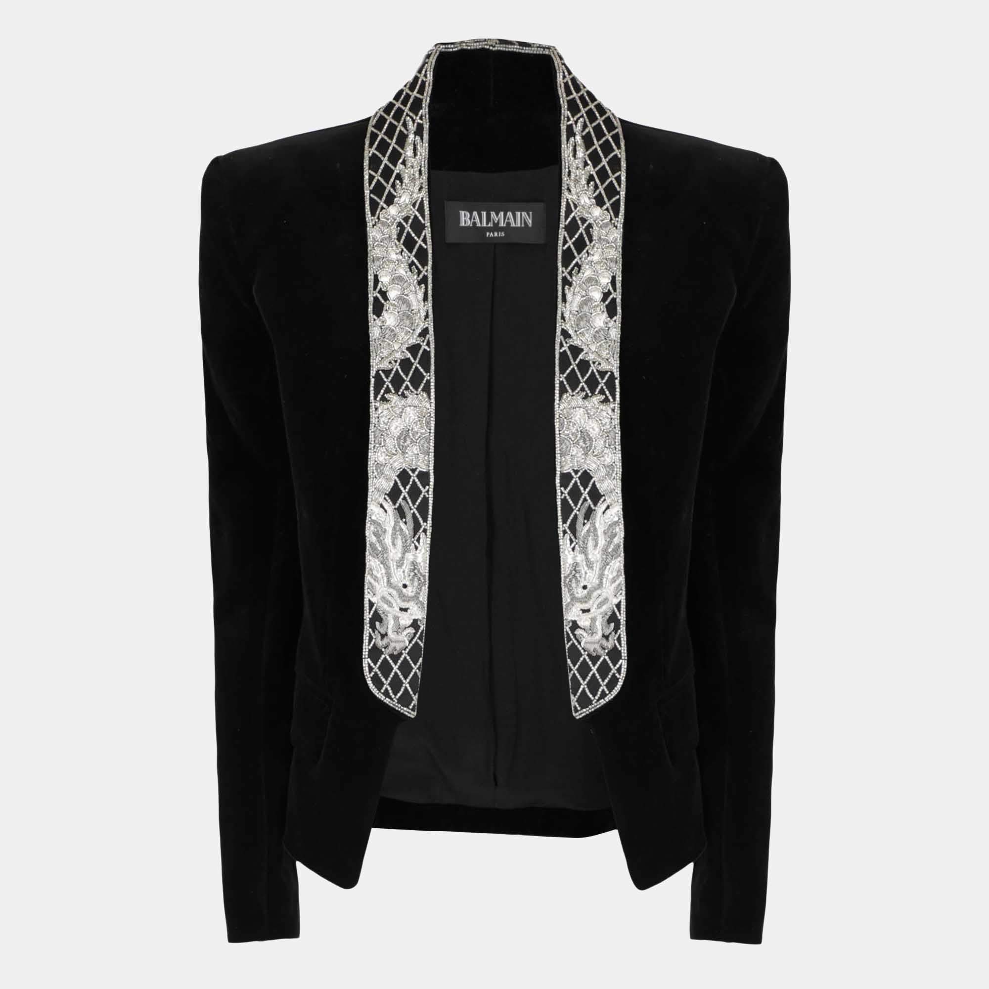 Balmain Women's Cotton Jacket - Black - M Balmain | The Luxury Closet