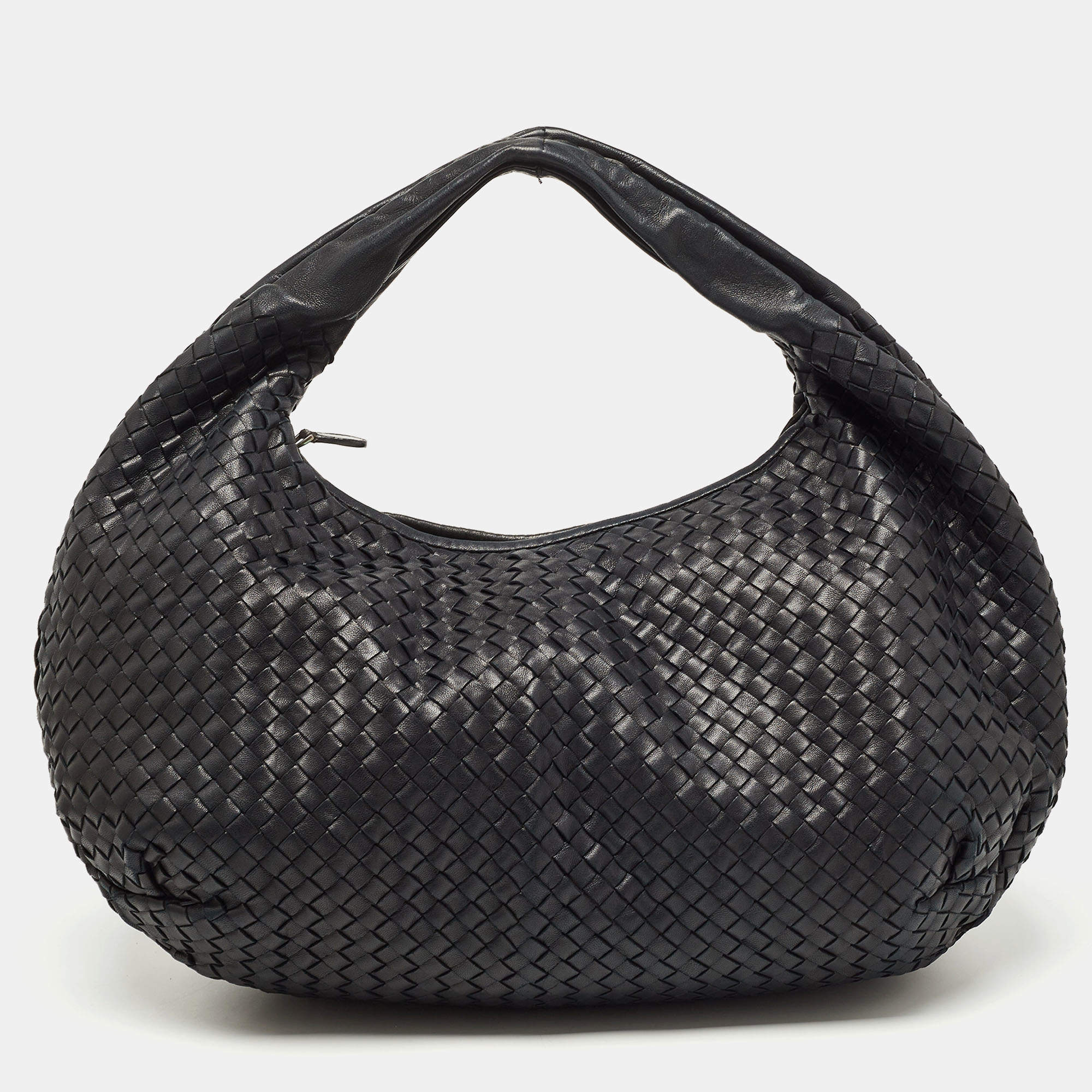 Bottega Veneta Black Intrecciato Leather Large Belly Hobo Bottega ...
