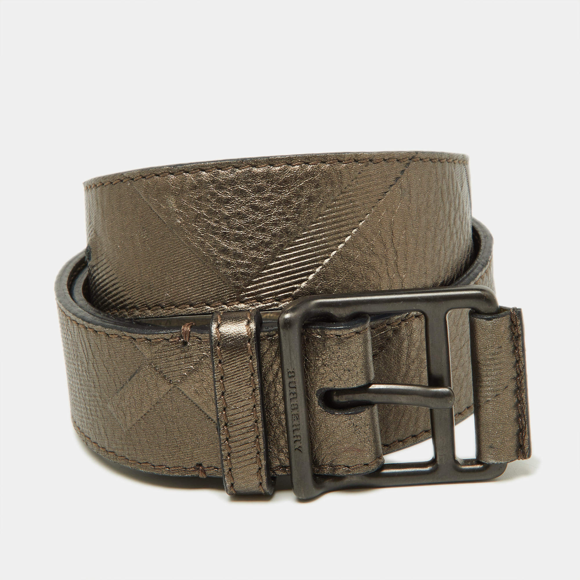 Burberry Metallic Leather Buckle Belt 80CM Burberry | The Luxury Closet