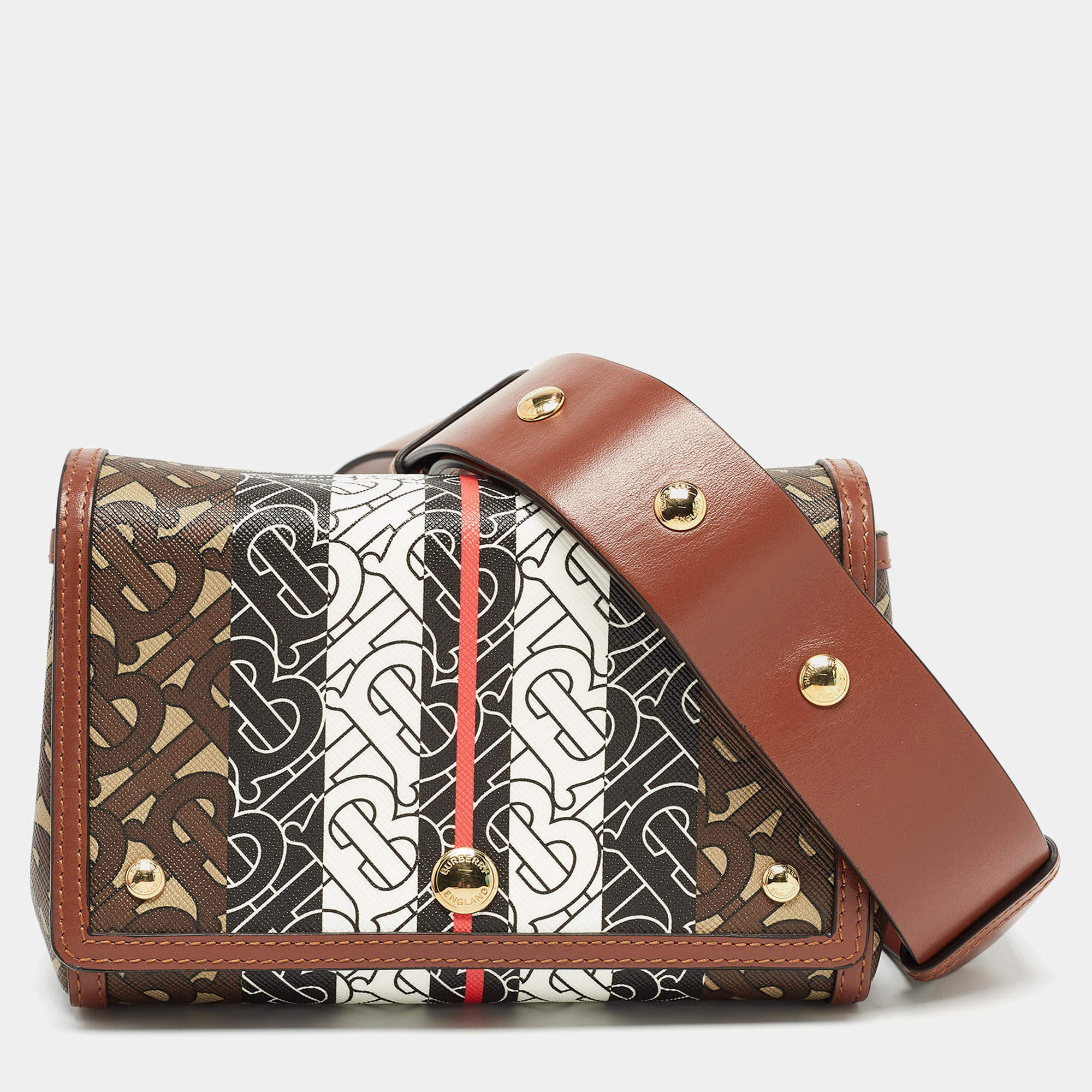 Burberry Brown TB Monogram Coated Canvas and Leather Hackberry ...