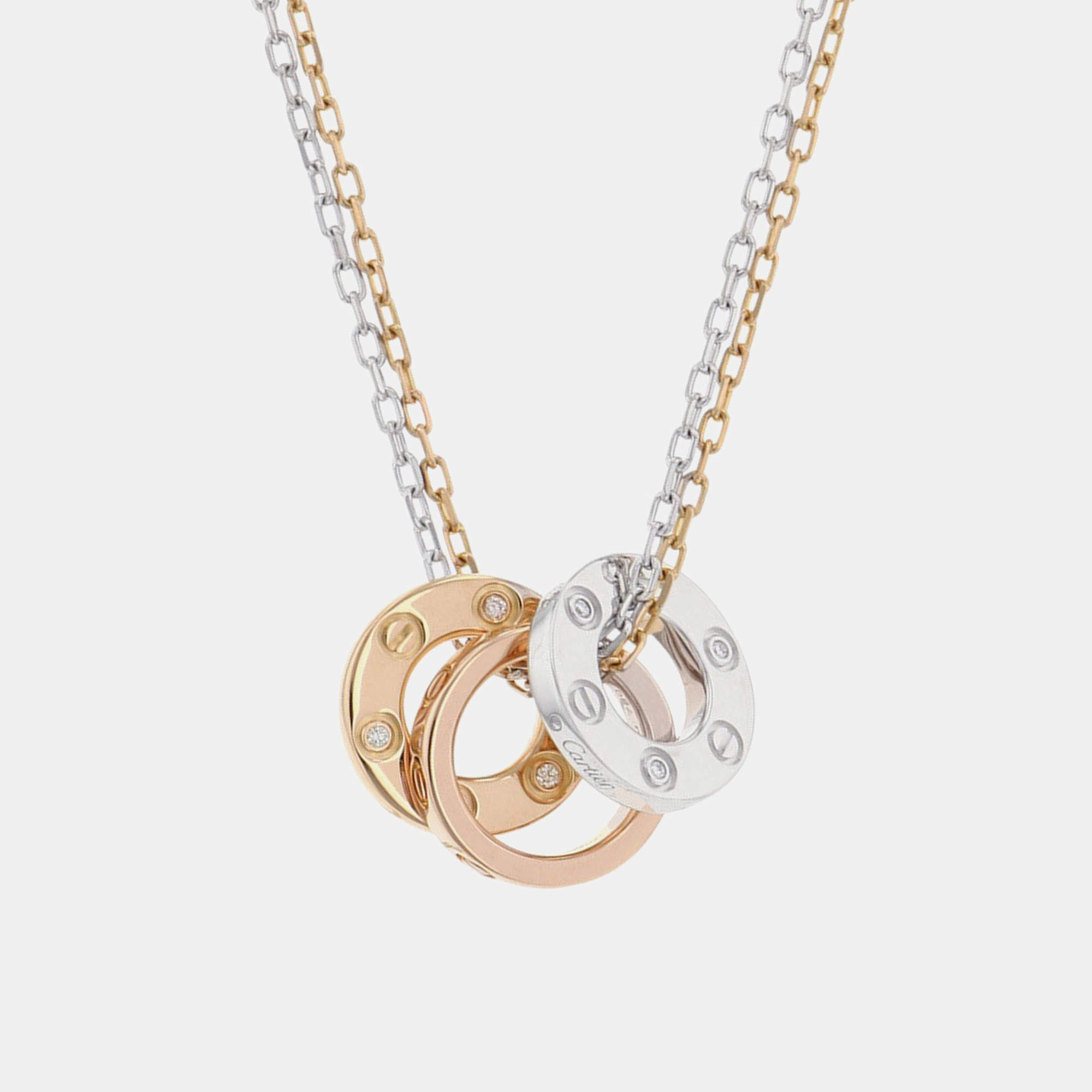 Cartier Love 18K White Gold & 18K Rose Gold 6 Diamonds Necklace Cartier ...