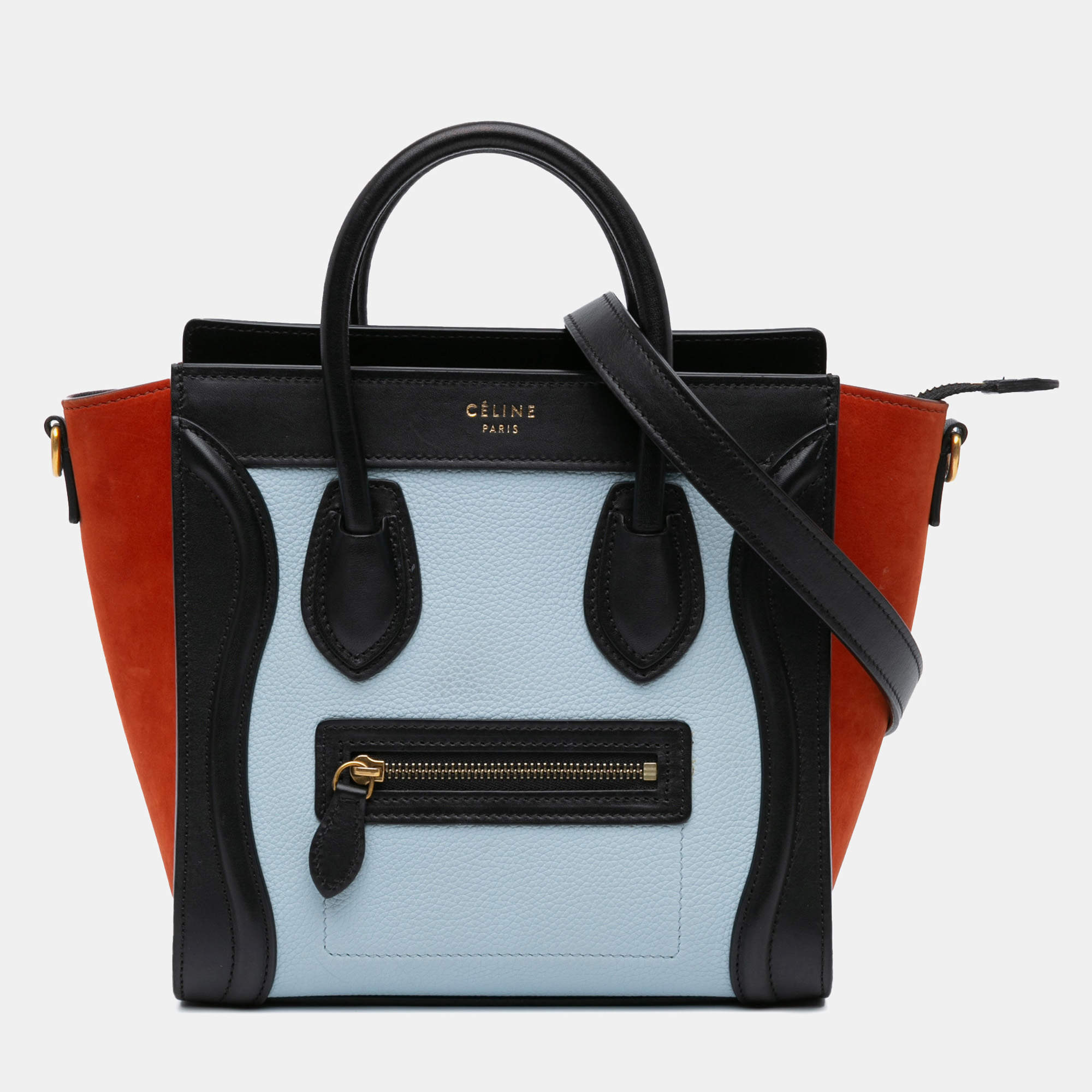 Celine Blue Leather Celine Nano Tricolor Leather Luggage Tote Celine ...