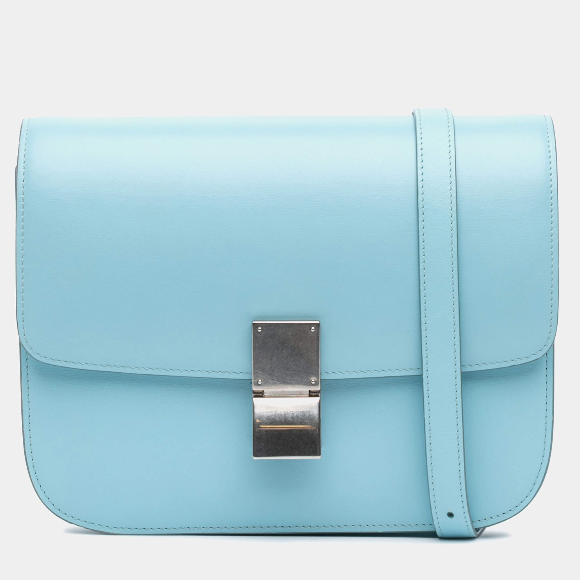 Celine Blue Medium Calfskin Classic Box Celine | The Luxury Closet