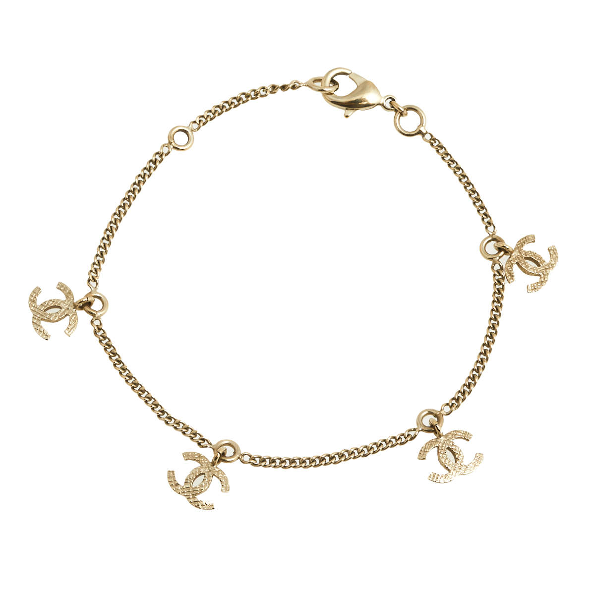 Chanel Gold Tone CC Logo Charm Bracelet Chanel | TLC
