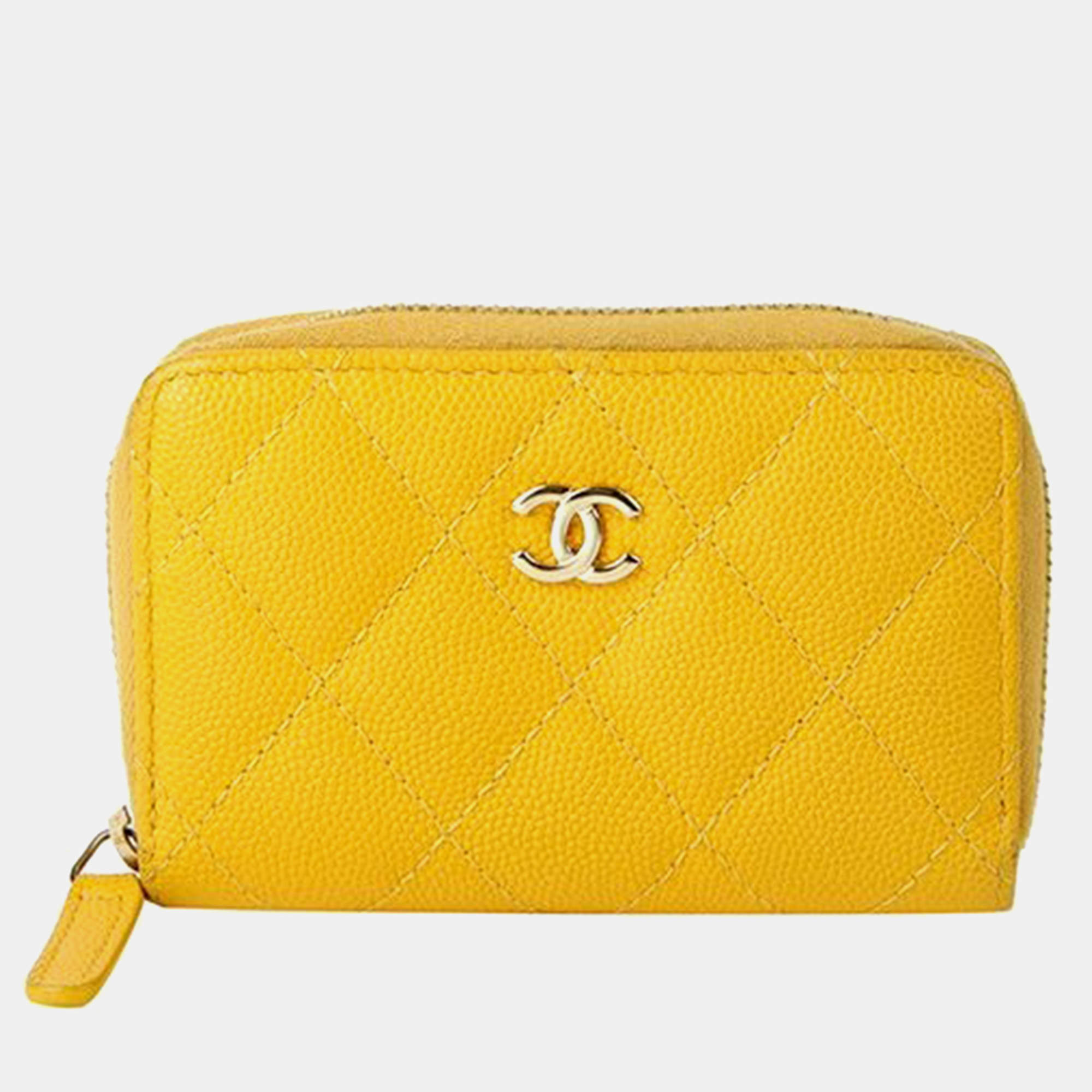 Chanel Yellow Caviar Leather CC Wallet Chanel | The Luxury Closet