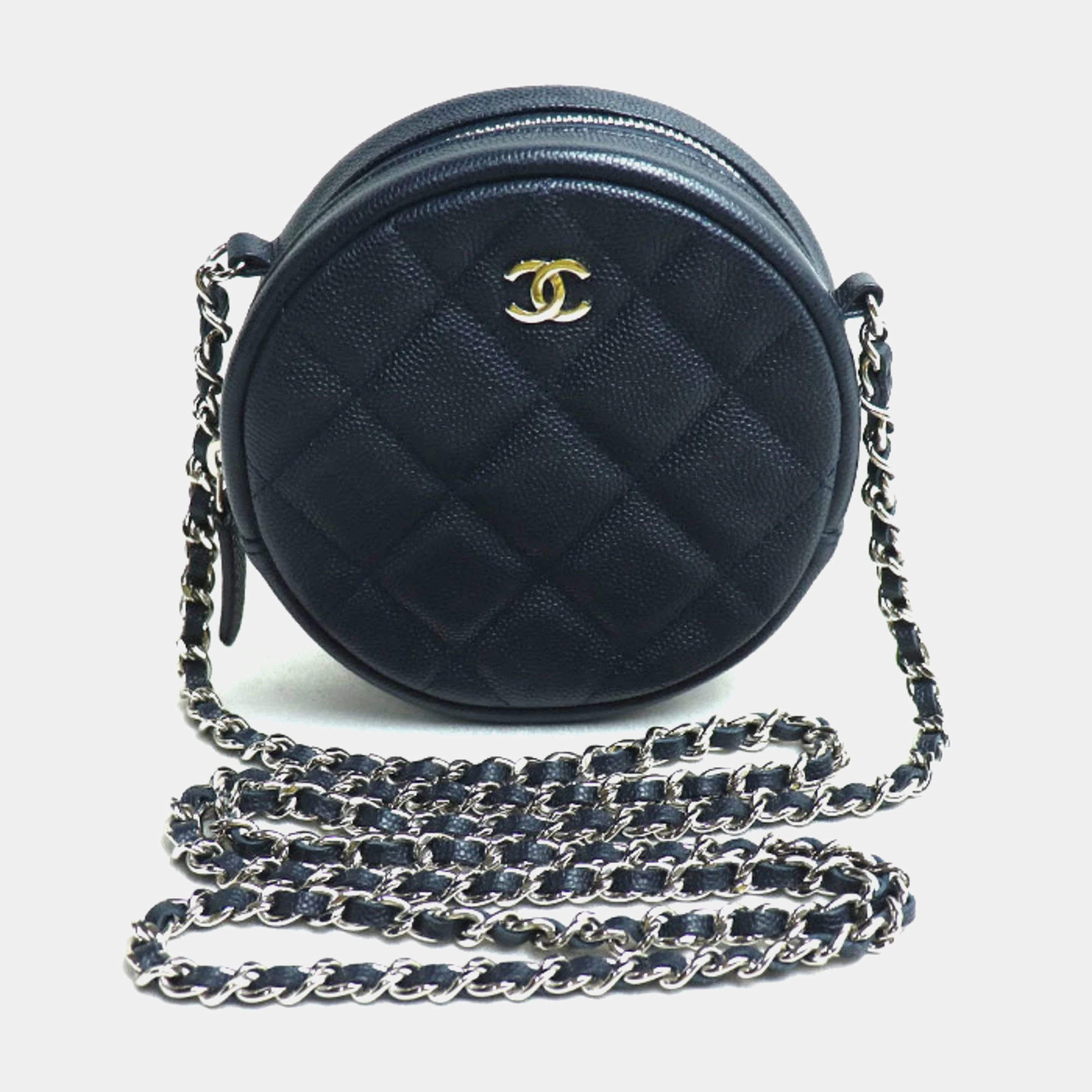Chanel Navy Matelasse Round Chain Shoulder Bag