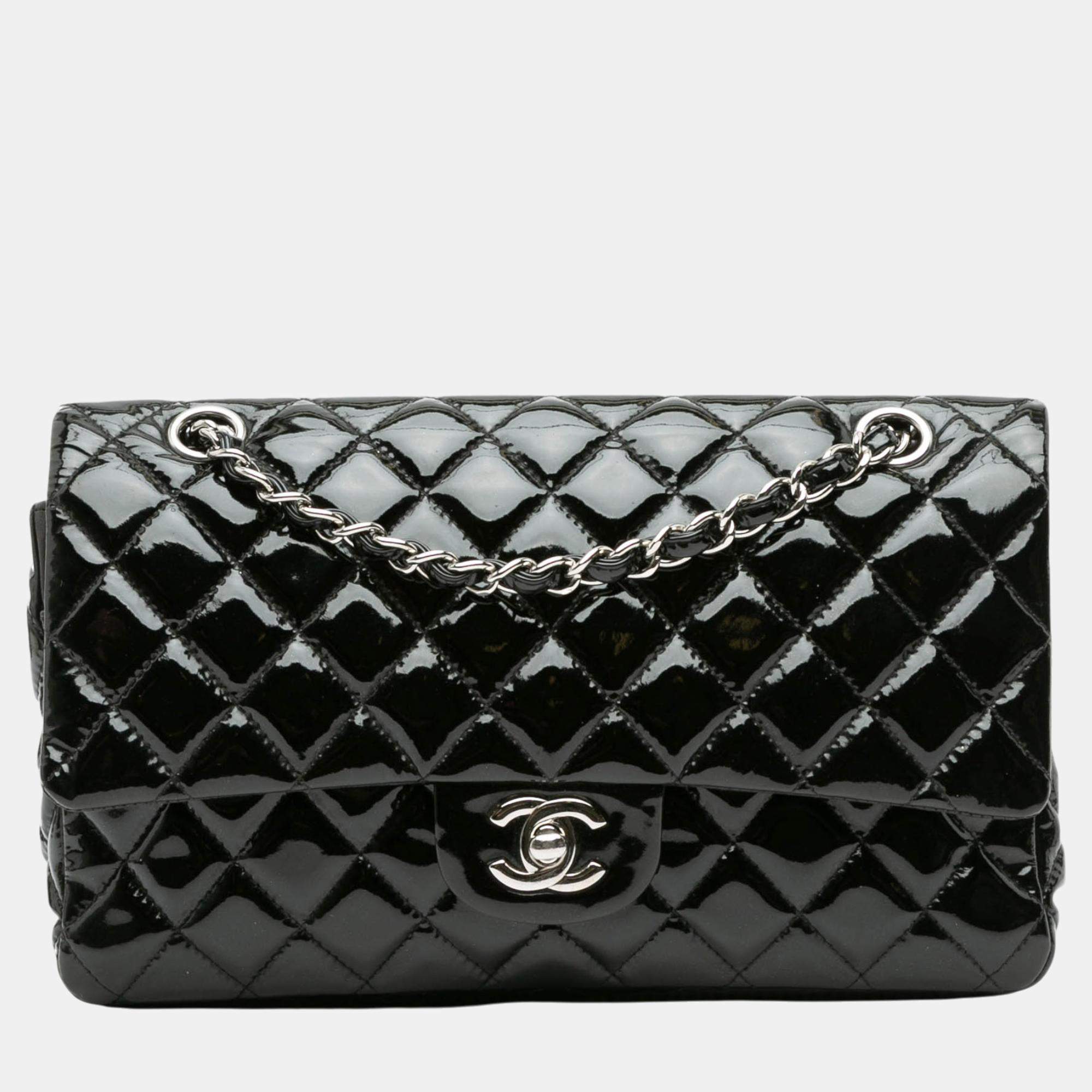 Chanel Black Medium Classic Patent Double Flap