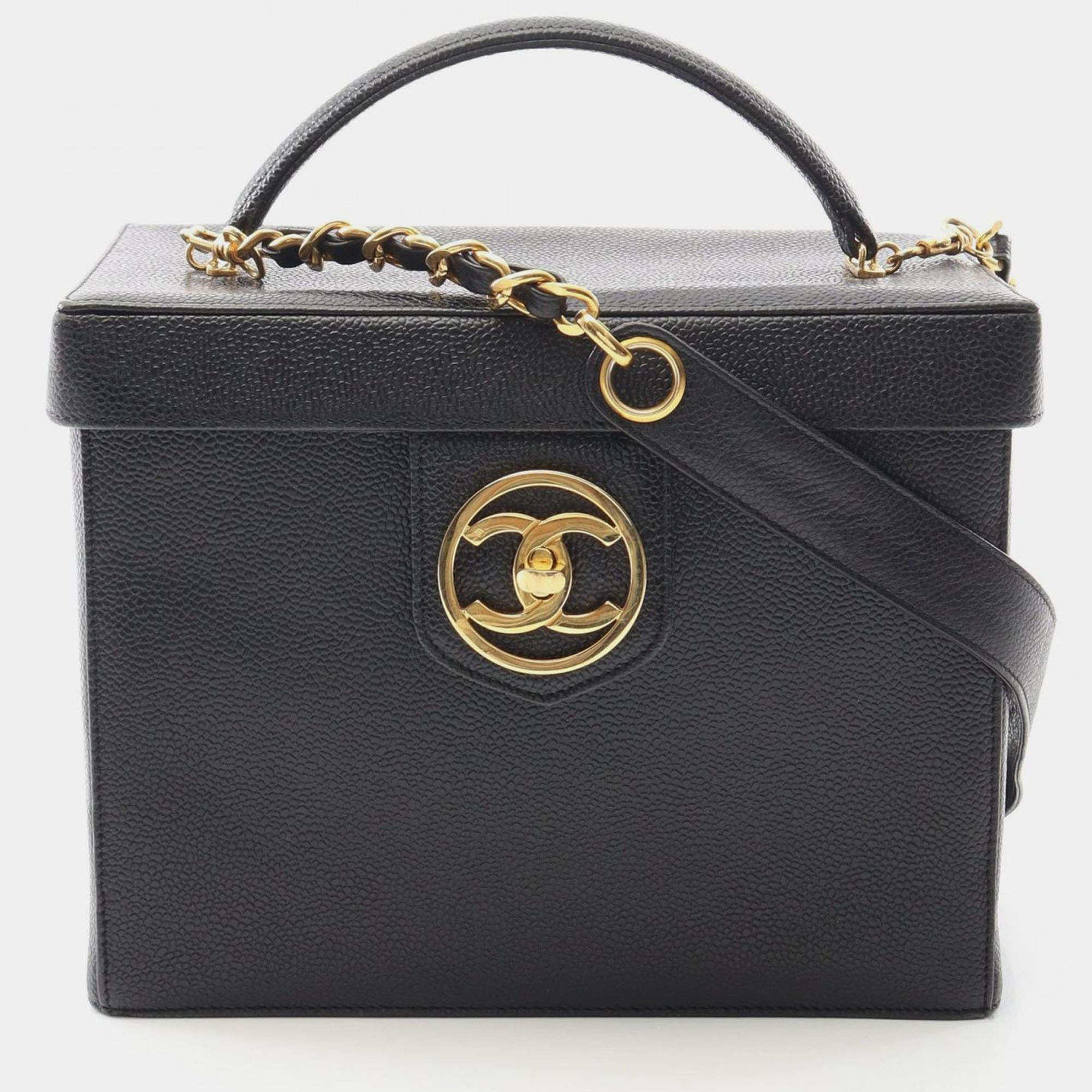 Chanel Coco Mark Black Leather Vanity Case Chanel | TLC US