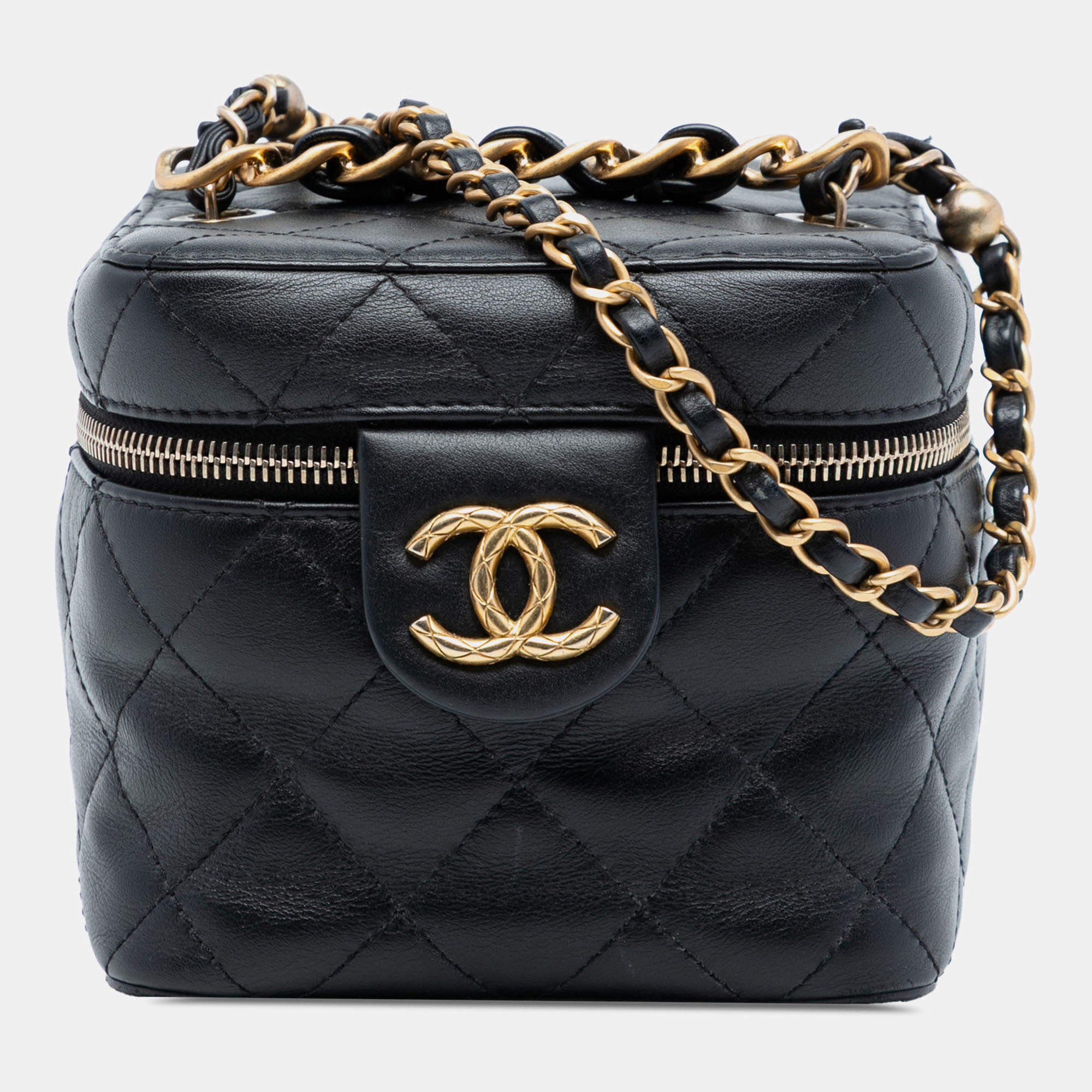 Chanel Black CC Quilted Calfskin Vanity Case with Chain Chanel | TLC