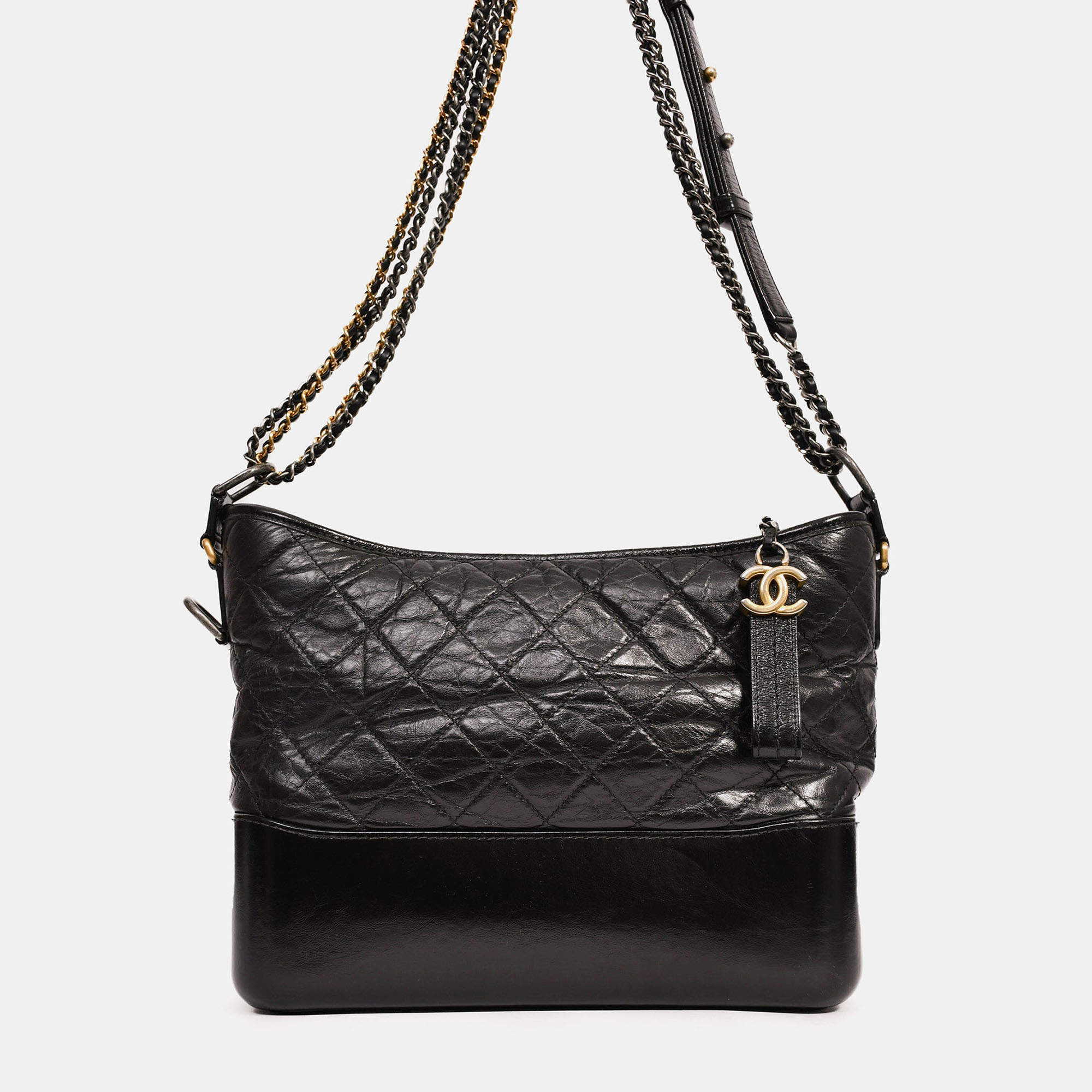Chanel 2017/18 Black Aged Calfskin Medium Gabrielle Hobo Chanel | TLC