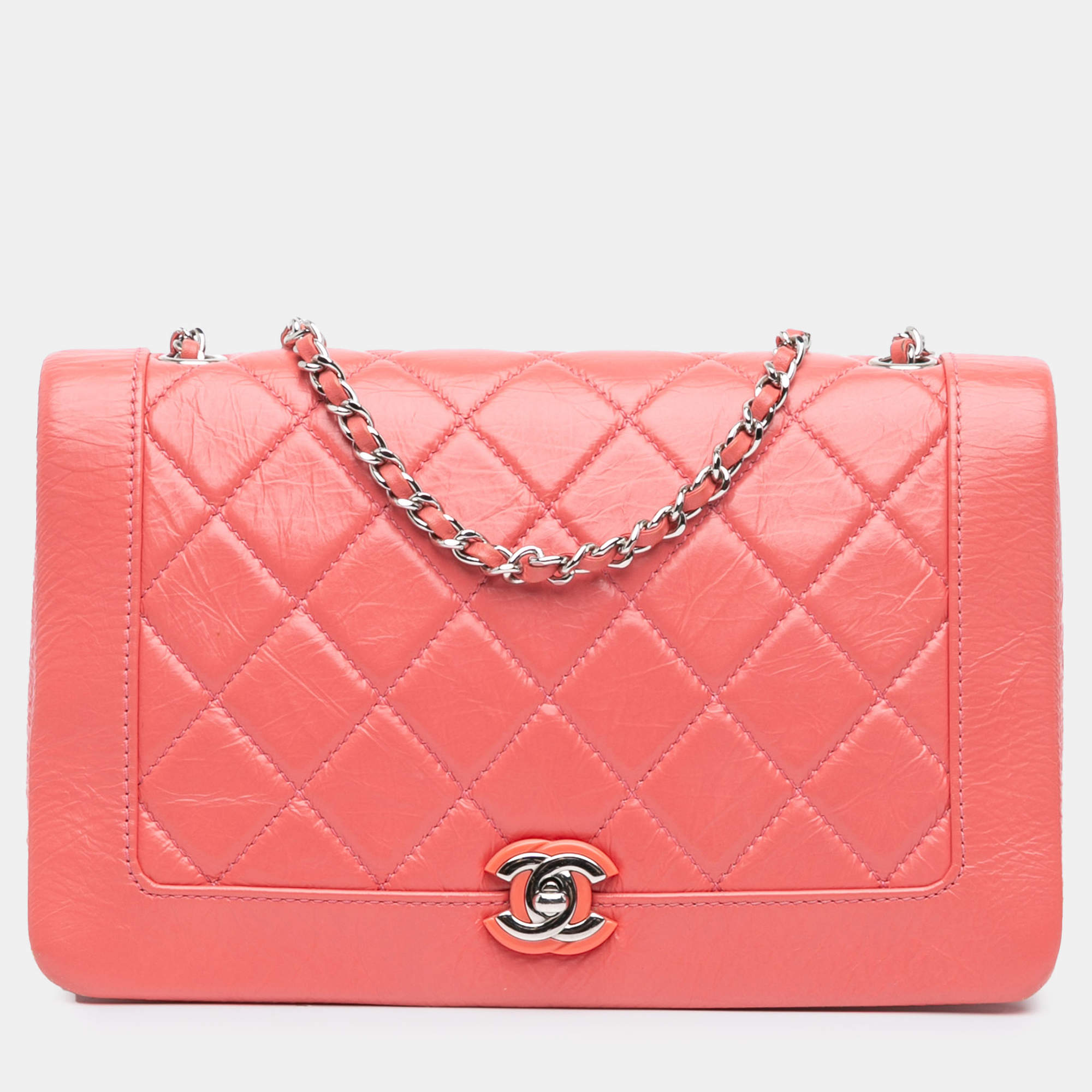 Chanel Pink Crumpled Calfskin Bi Quilted Vintage Full Flap Chanel | TLC UAE