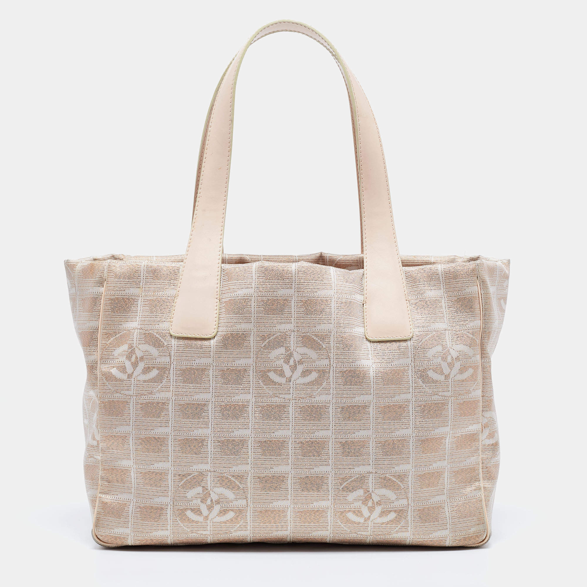 Chanel Beige/Rose Gold Nylon and Leather Travel Line Tote Chanel | The ...