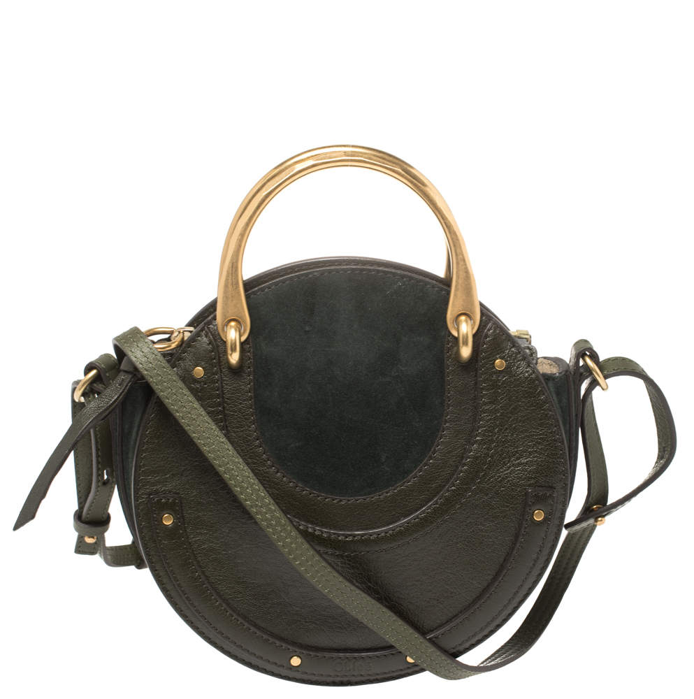 Chloe Olive Green Leather and Suede Pixie Round Crossbody Bag Chloe ...