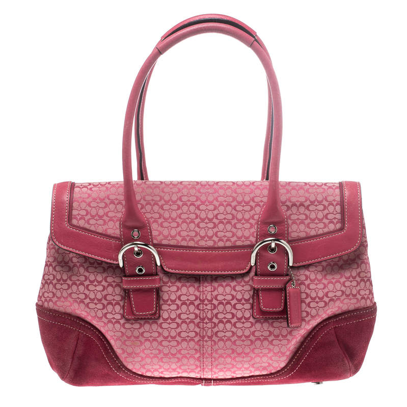 Coach Pink Canvas and Suede Satchel Coach | TLC
