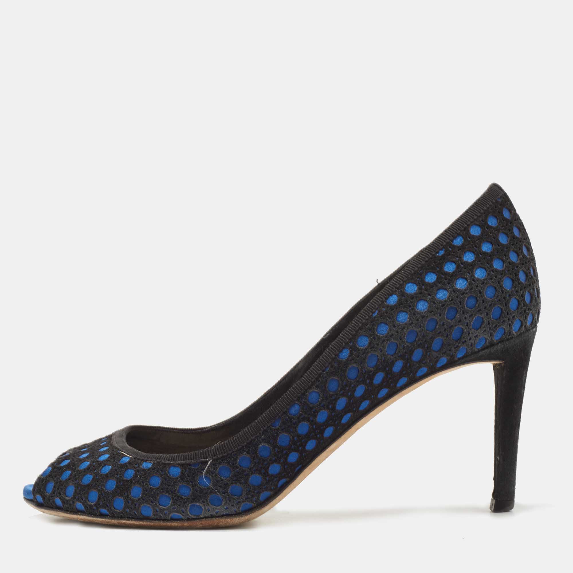 Dior Black/Blue Suede and Satin Cannage Pumps Size 40 Dior | The Luxury ...