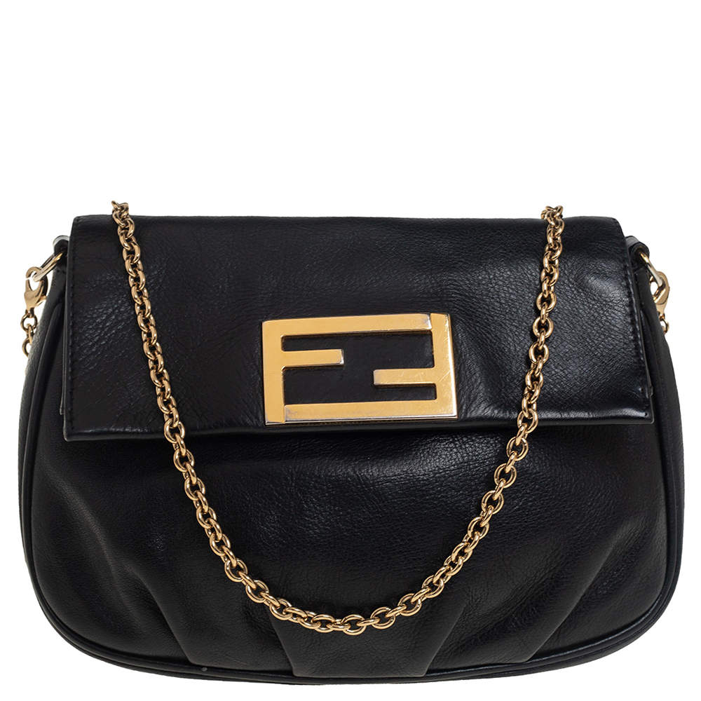 Fendi Black Leather Fendista Crossbody Bag Fendi | The Luxury Closet