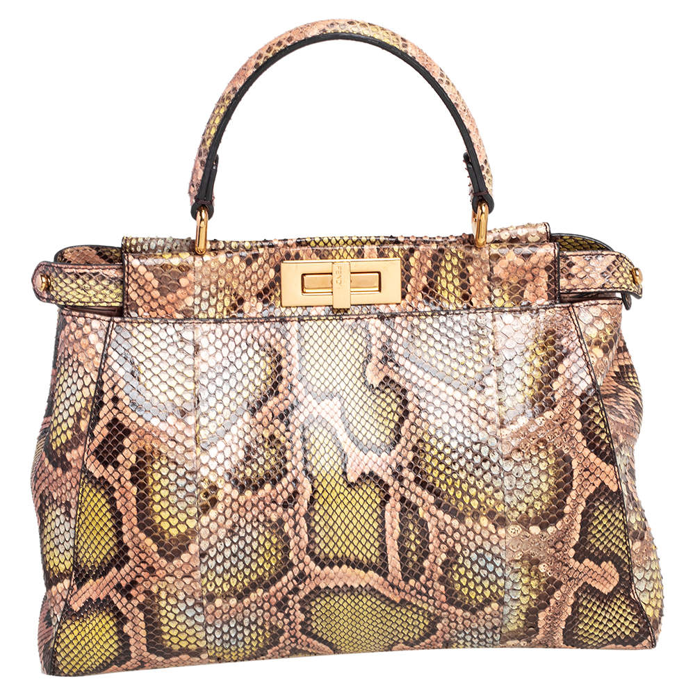 Fendi Tri Color Python Medium Peekaboo Top Handle Bag Fendi The
