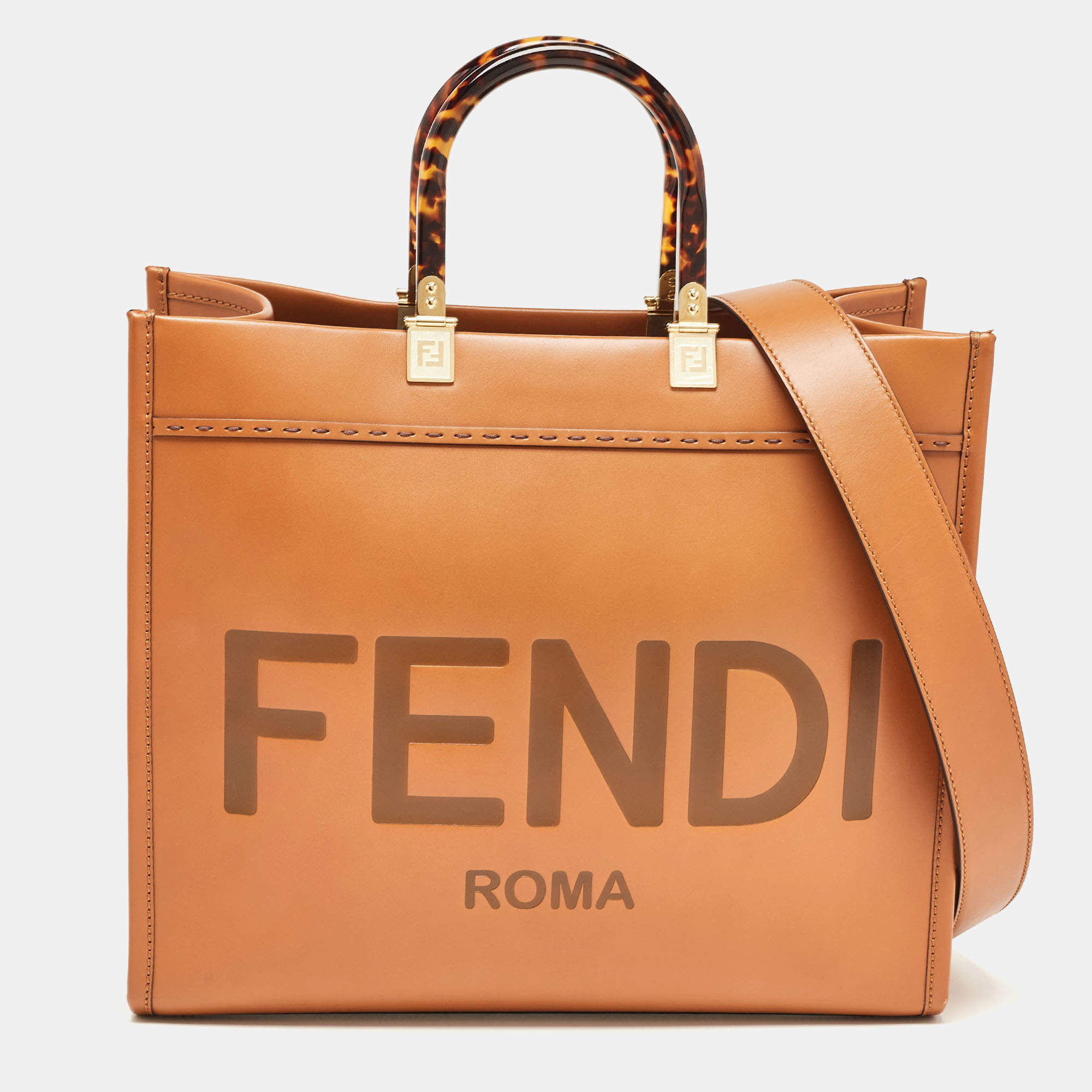 Fendi Brown Leather Medium Sunshine Tote Fendi | The Luxury Closet