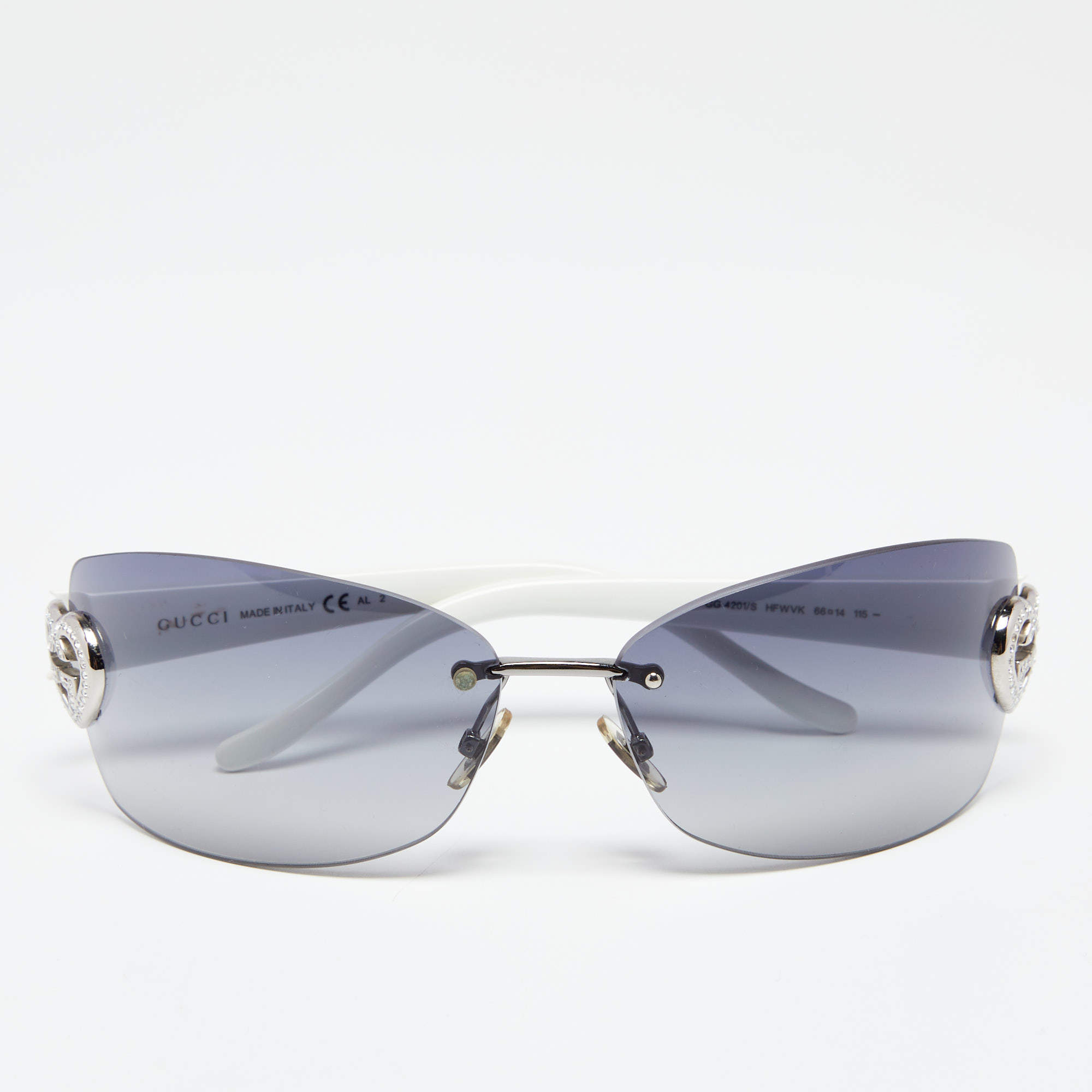 Gucci White GG 4201/S Rimless Rectangle Sunglasses Gucci | The Luxury ...