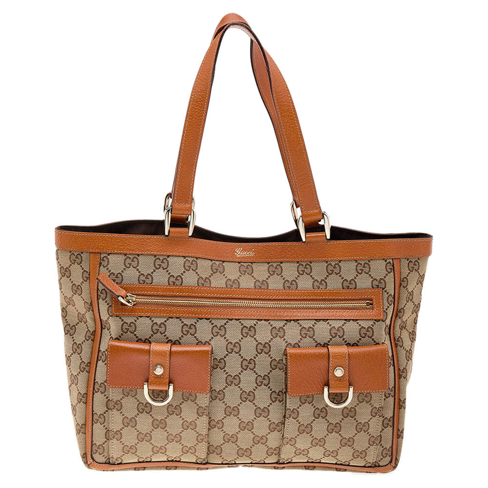 Gucci Beige/Tan GG Canvas and Leather Abbey Pocket Tote Gucci | The ...