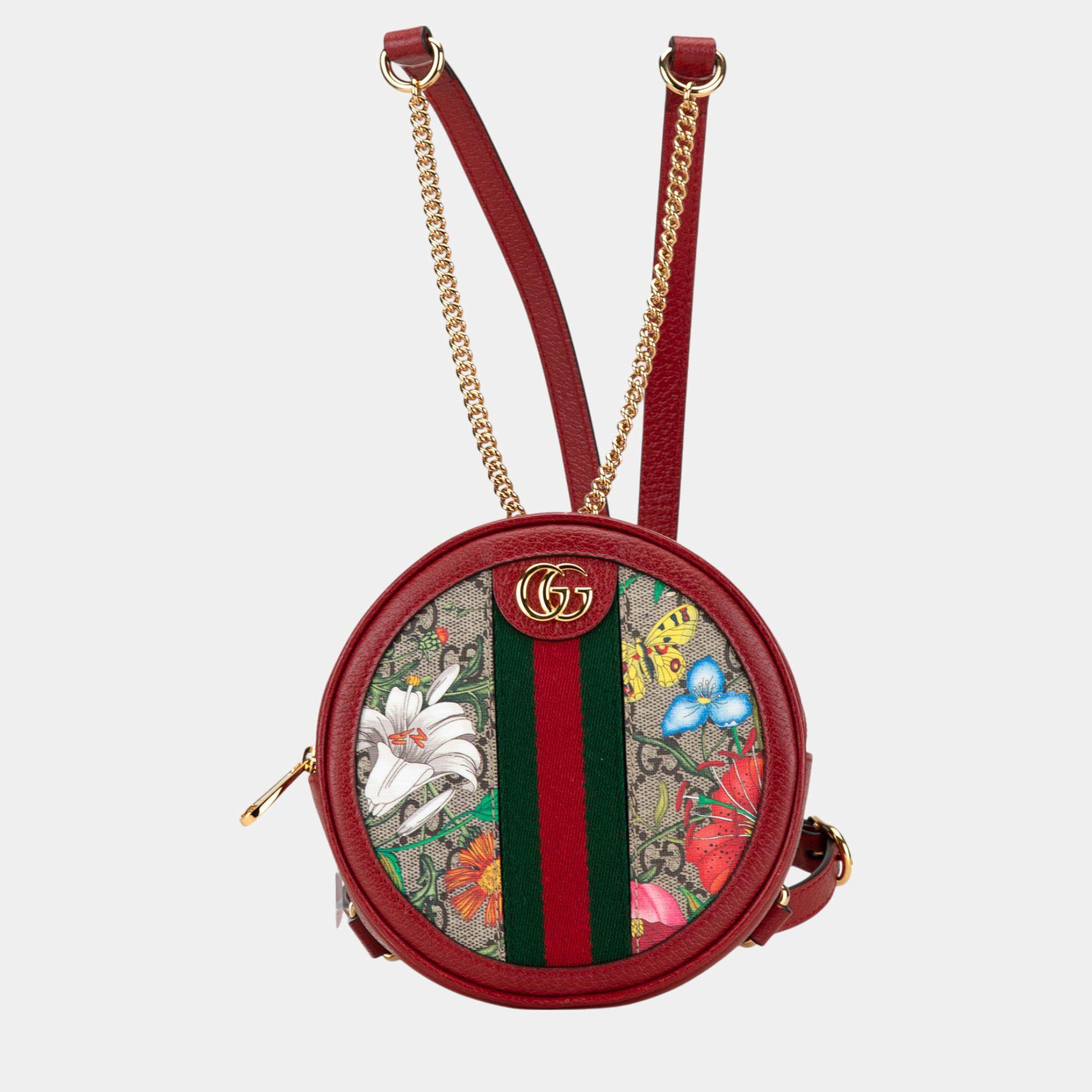 Gucci Multicolour GG Supreme Flora Ophidia Round Backpack Gucci | The ...