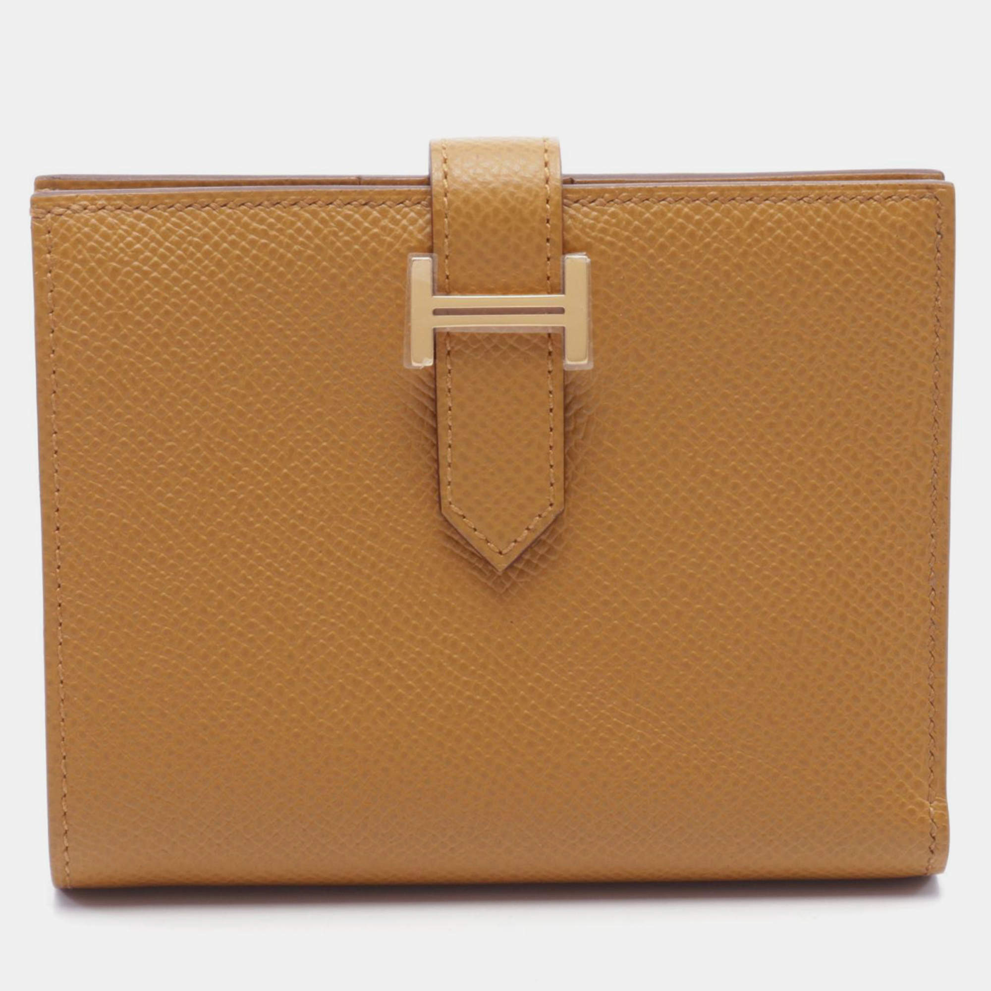 Hermes Brown Leather Bearn Compact Wallet