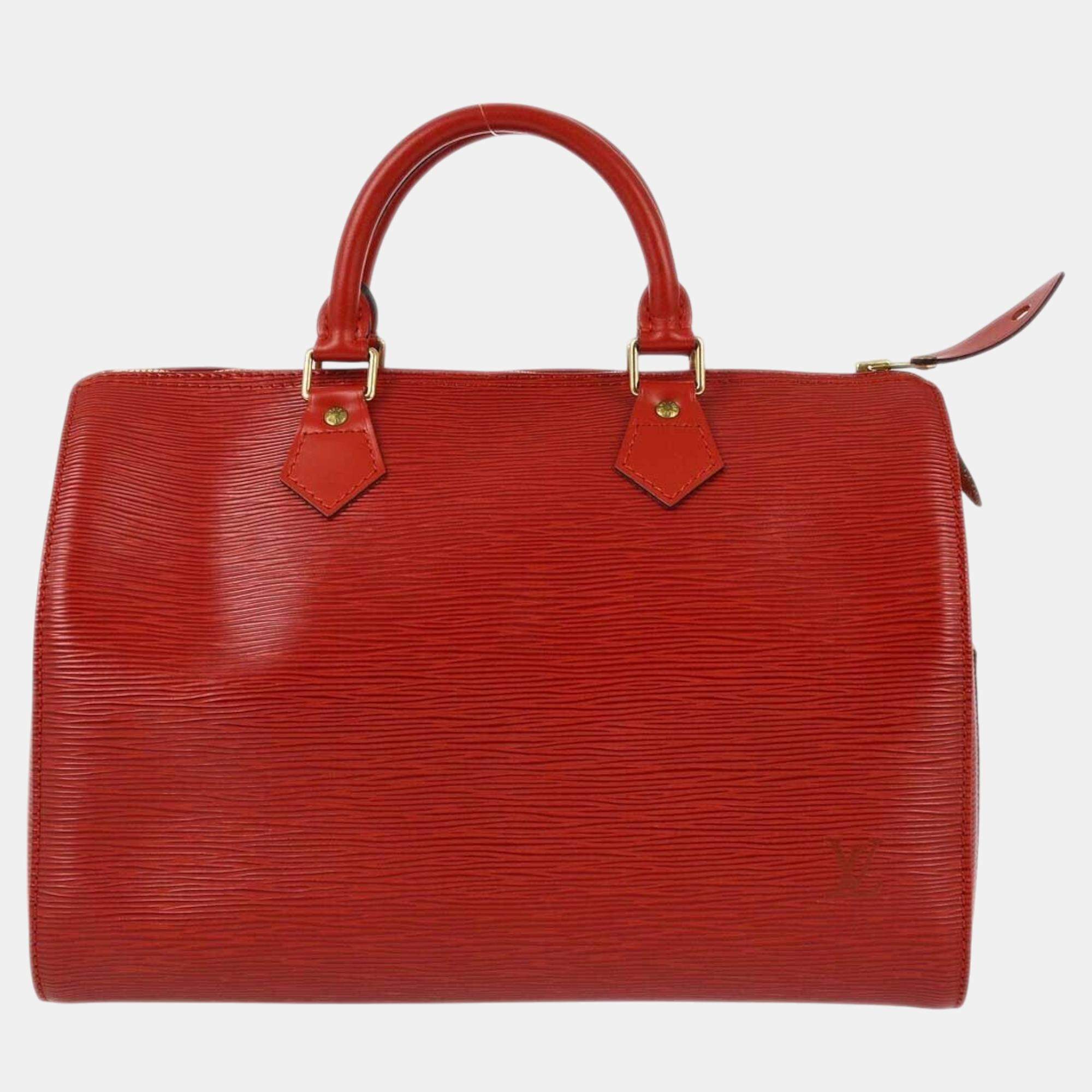 Louis Vuitton Red Epi Speedy 30 Handbag