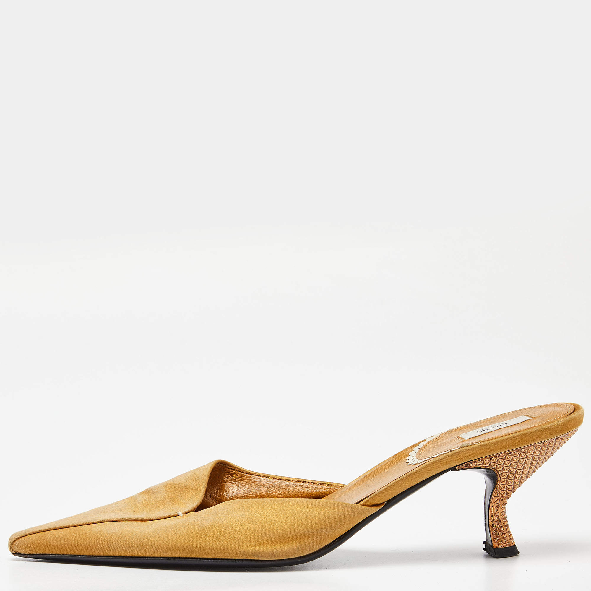 Prada Yellow Satin Pointed Toe Mules Size 38.5 Prada | The Luxury Closet