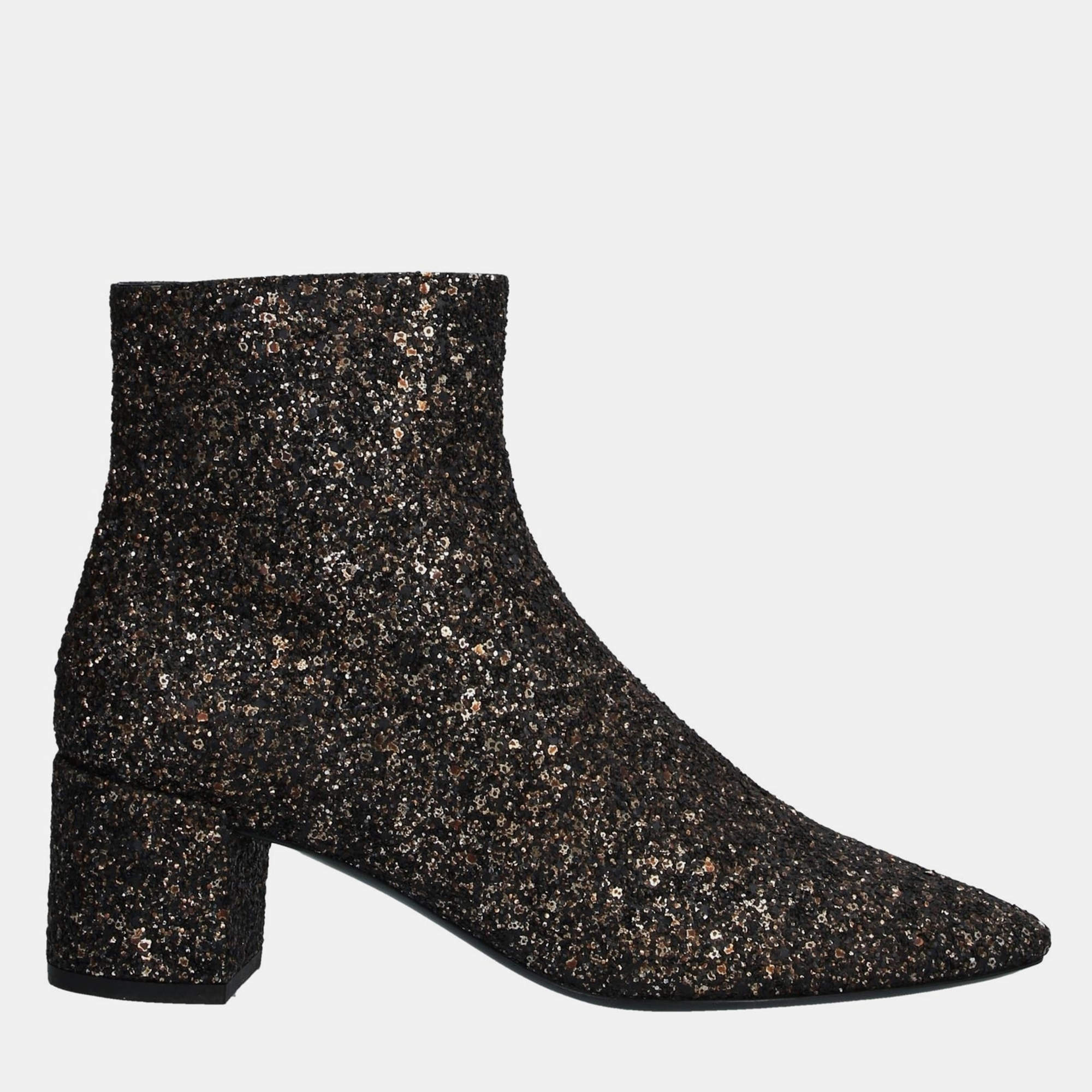 Saint Laurent Gold Glitter Ankle Boots 39 Saint Laurent Paris | The ...