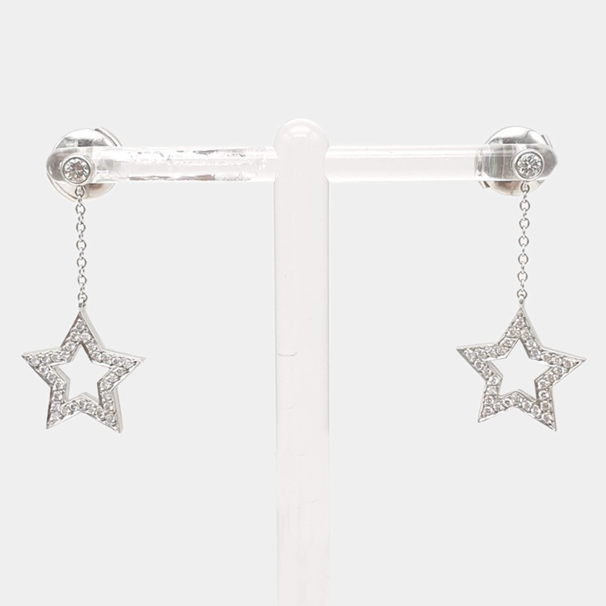 Tiffany Co. Platinum Diamond Star Drop Earrings Tiffany Co. TLC