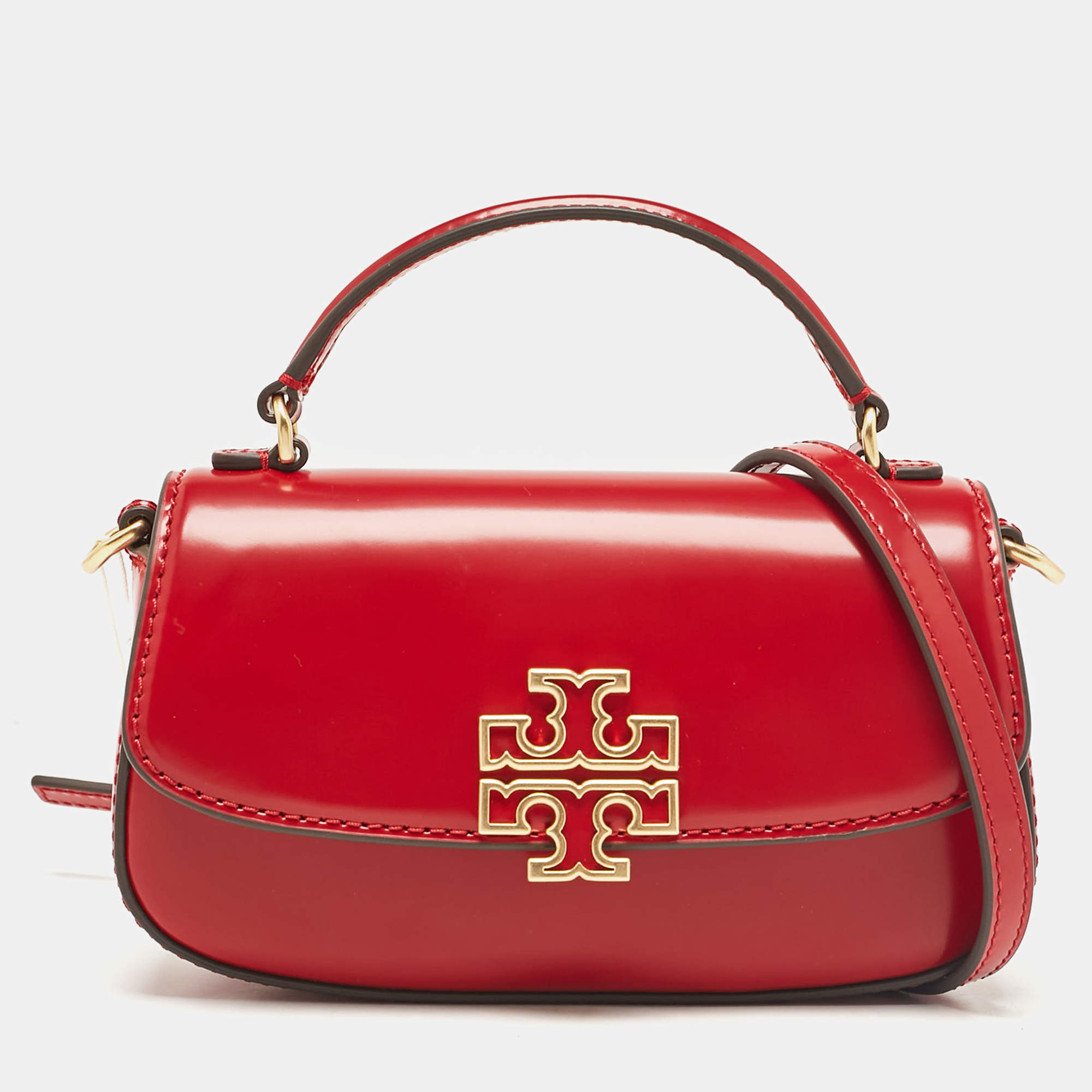 Tory Burch Red Glazed Leather MIni Britten Top Handle Bag Tory Burch TLC