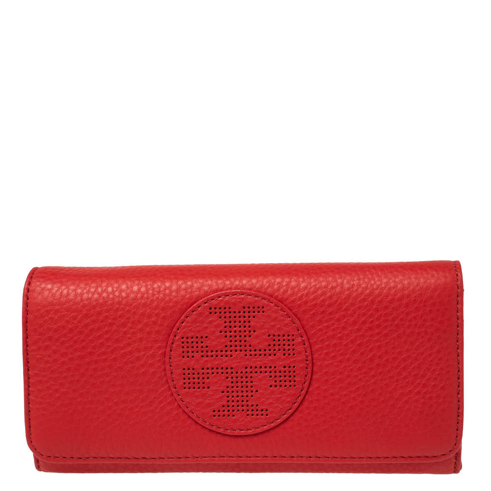 Tory Burch Red Leather Kipp Envelope Continental Wallet Tory Burch | TLC