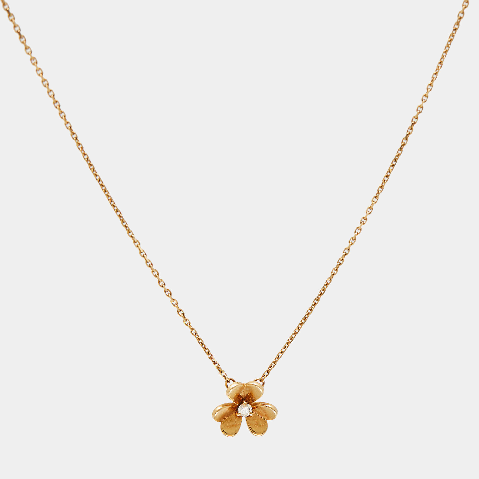 Van Cleef & Arpels Frivole Diamond 18k Yellow Gold Mini Model Necklace ...