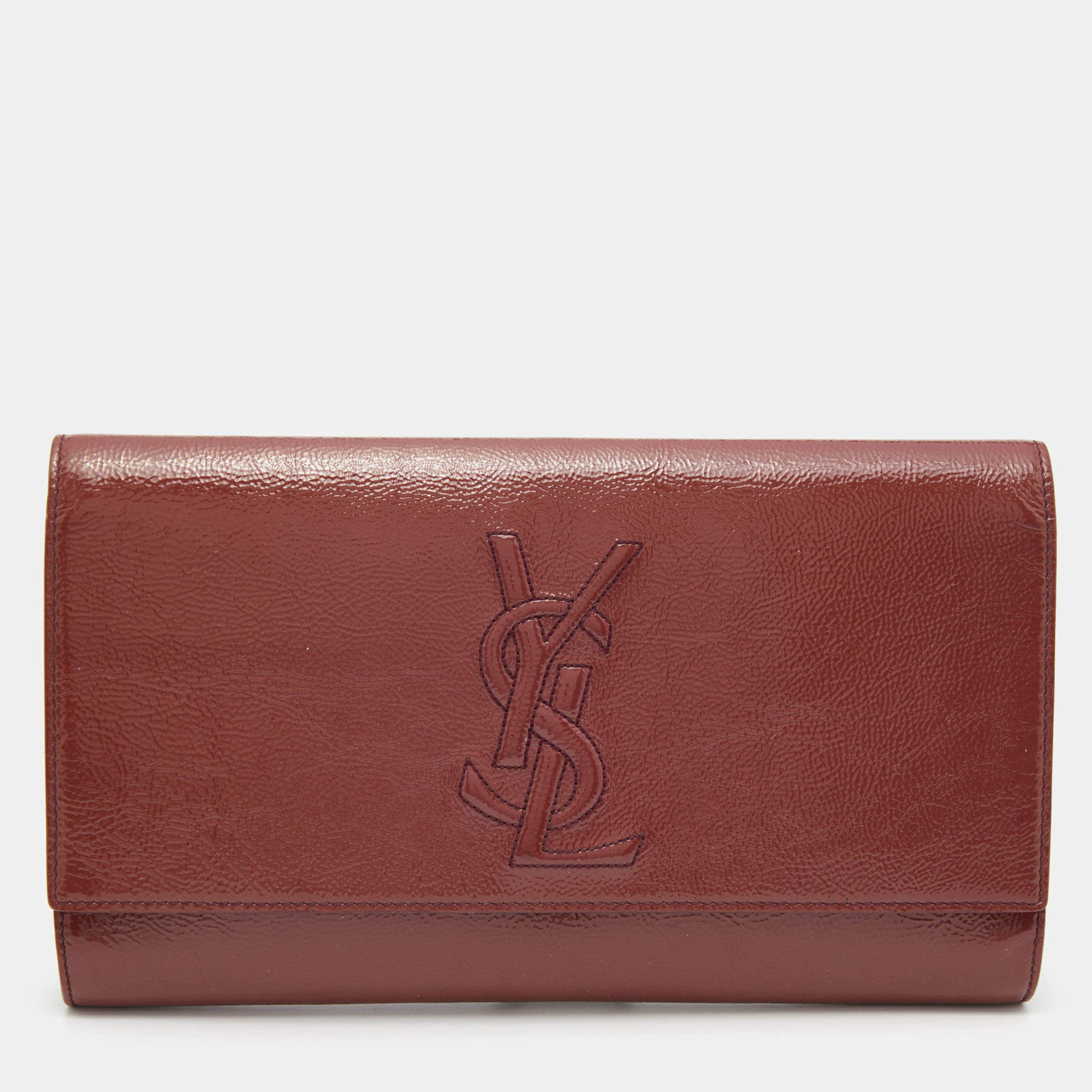 Yves Saint Laurent Old Rose Patent Leather Belle De Jour Flap Clutch ...