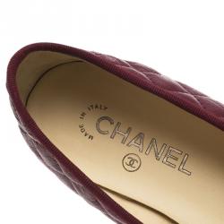 Chanel Burgundy Quilted Leather CC Bow Ballet Flats Size 40 Chanel | TLC