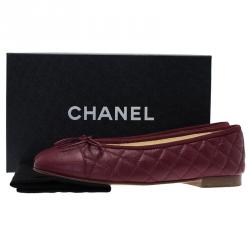 Chanel Burgundy Quilted Leather CC Bow Ballet Flats Size 40 Chanel | TLC