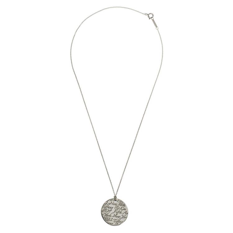 Tiffany Co. Tiffany Notes Round Silver Pendant Necklace Tiffany Co. TLC