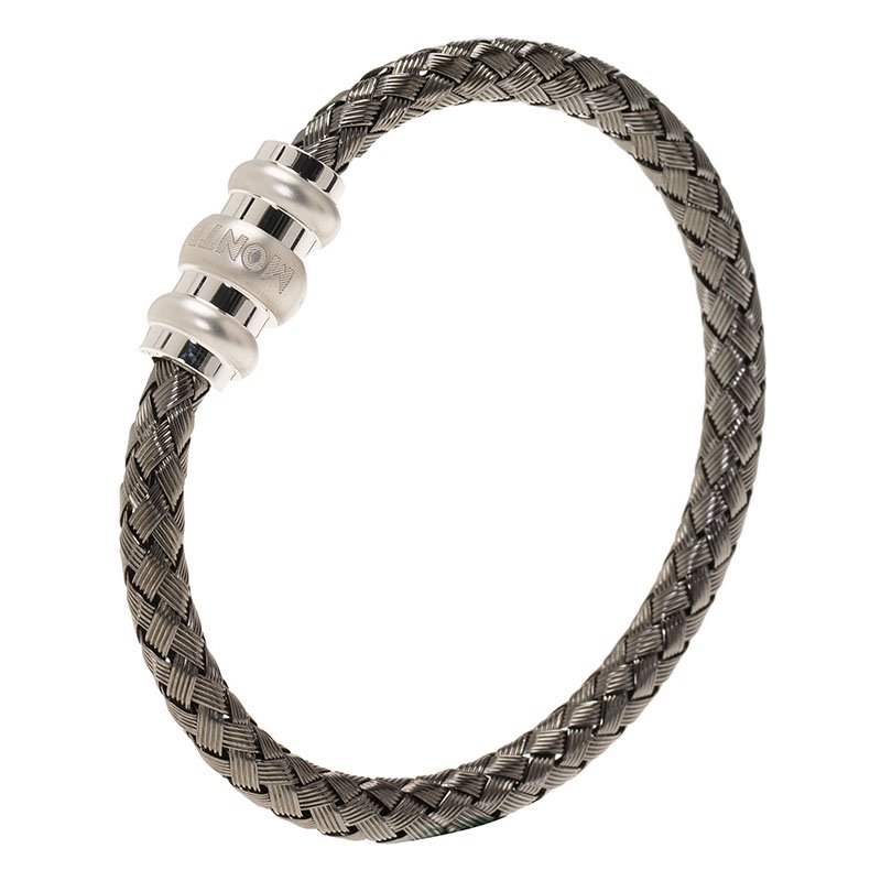 Montblanc Men's Contemporary Collection Silver Woven Bracelet Medium ...