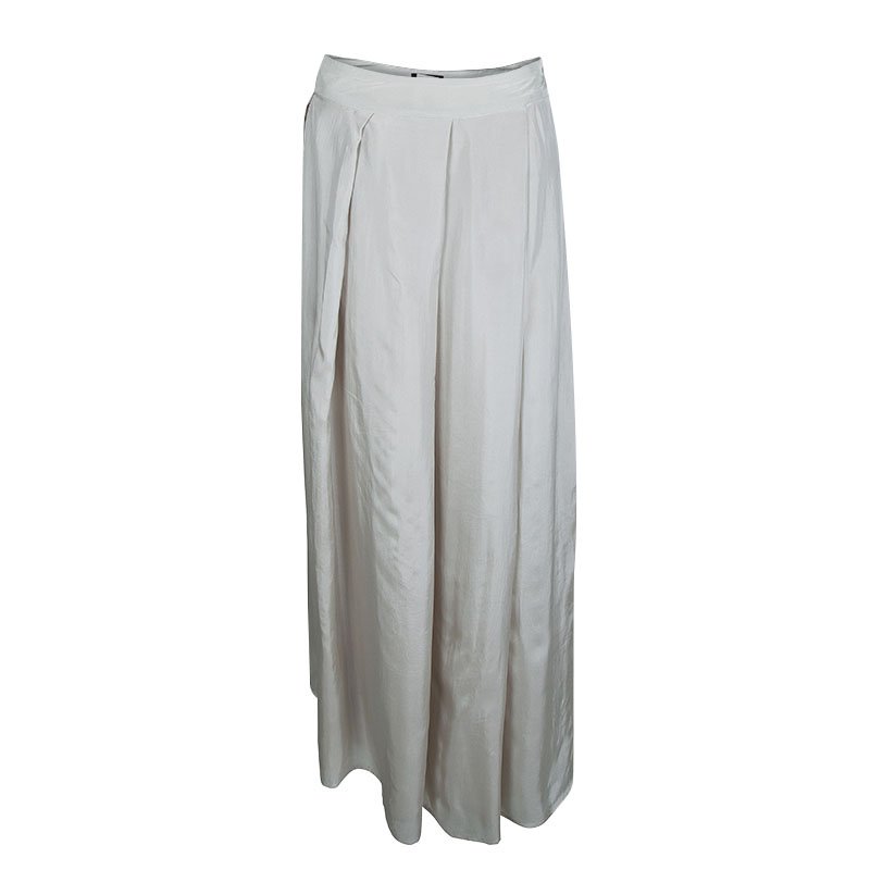 Emporio Armani Beige Silk Pleated Maxi Skirt M Emporio Armani | TLC