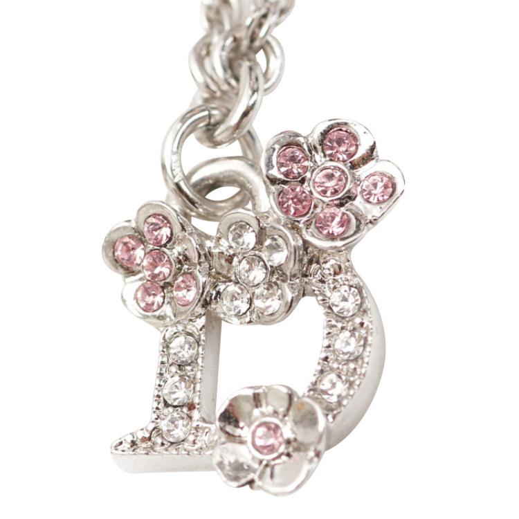 Dior Silver-Tone Crystal Embellished Flower Logo Necklace Dior | The ...