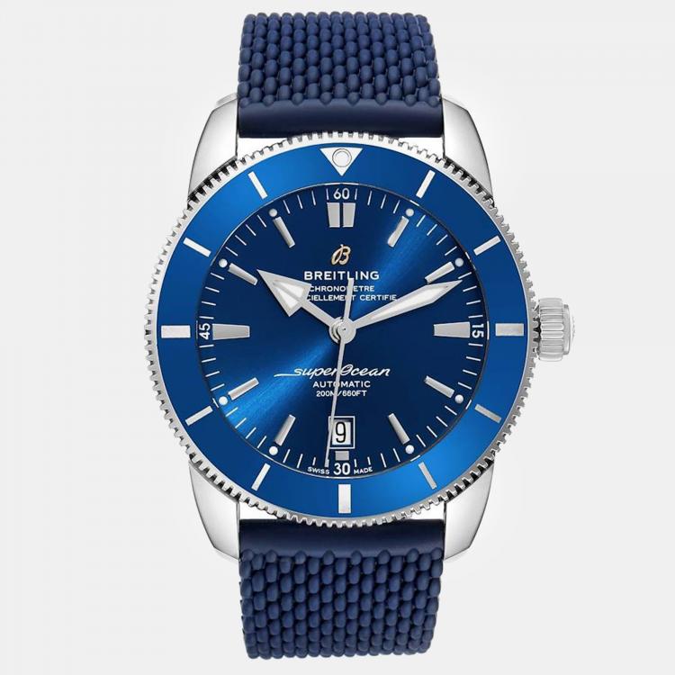 Breitling Blue Stainless Steel Superocean Automatic Men's Wristwatch 46 ...