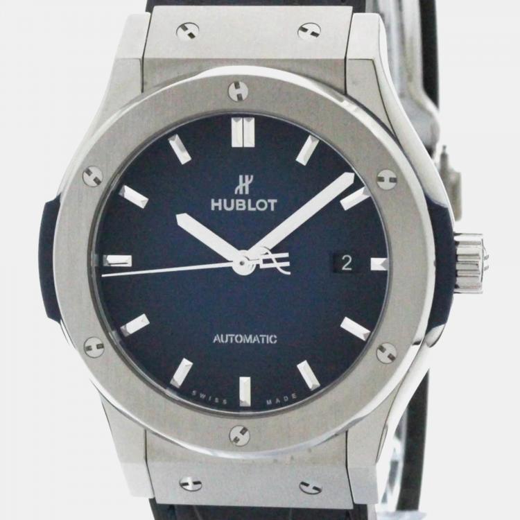 Hublot Blue Titanium Classic Fusion Automatic Men's Wristwatch 42 mm ...