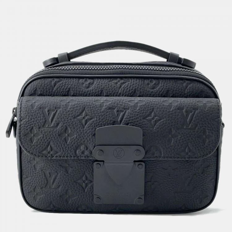 Louis Vuitton Black Taurillon Leather Monogram S Lock Messenger Bag ...