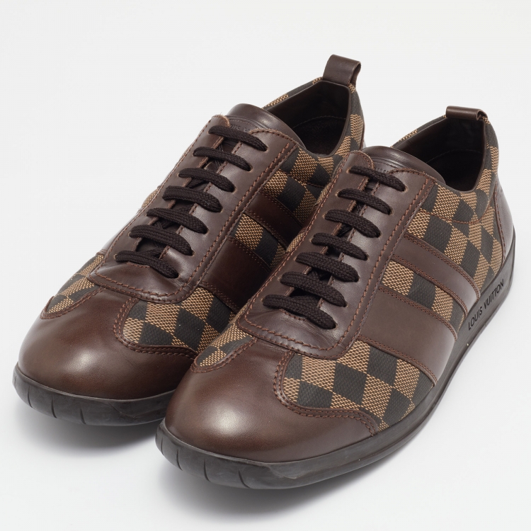 Louis Vuitton Two Tone Damier Ebene Fabric And Leather Low Top Sneakers ...