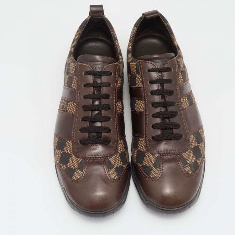 Louis Vuitton Two Tone Damier Ebene Fabric And Leather Low Top Sneakers ...