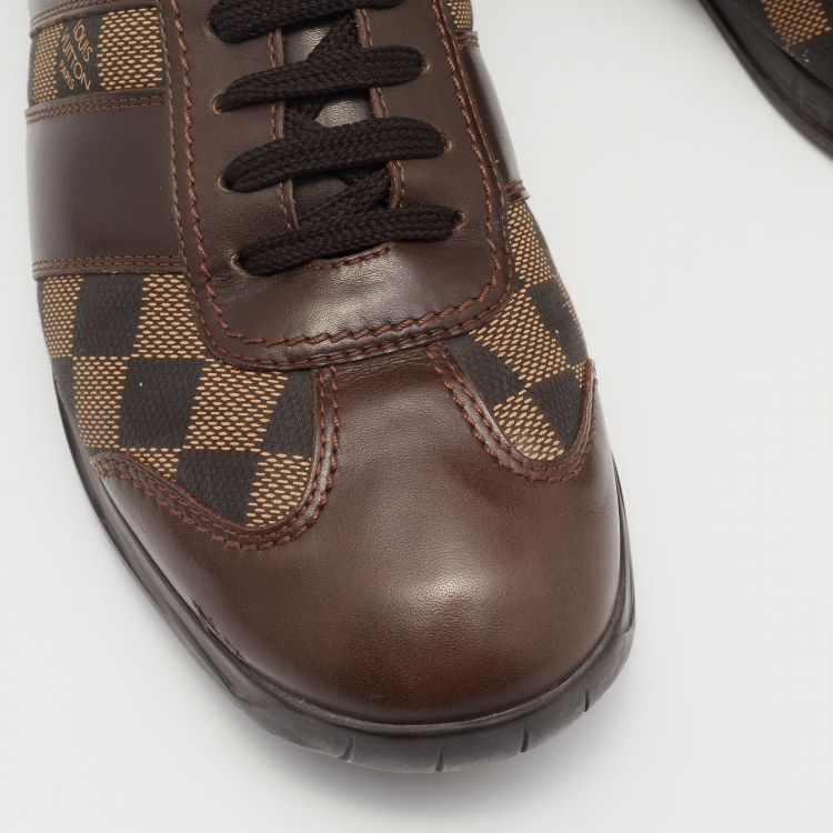 Louis Vuitton Two Tone Damier Ebene Fabric And Leather Low Top Sneakers ...