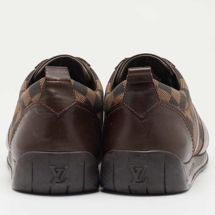 Louis Vuitton Two Tone Damier Ebene Fabric And Leather Low Top Sneakers ...