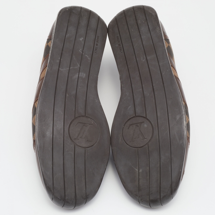 Louis Vuitton Two Tone Damier Ebene Fabric And Leather Low Top Sneakers ...